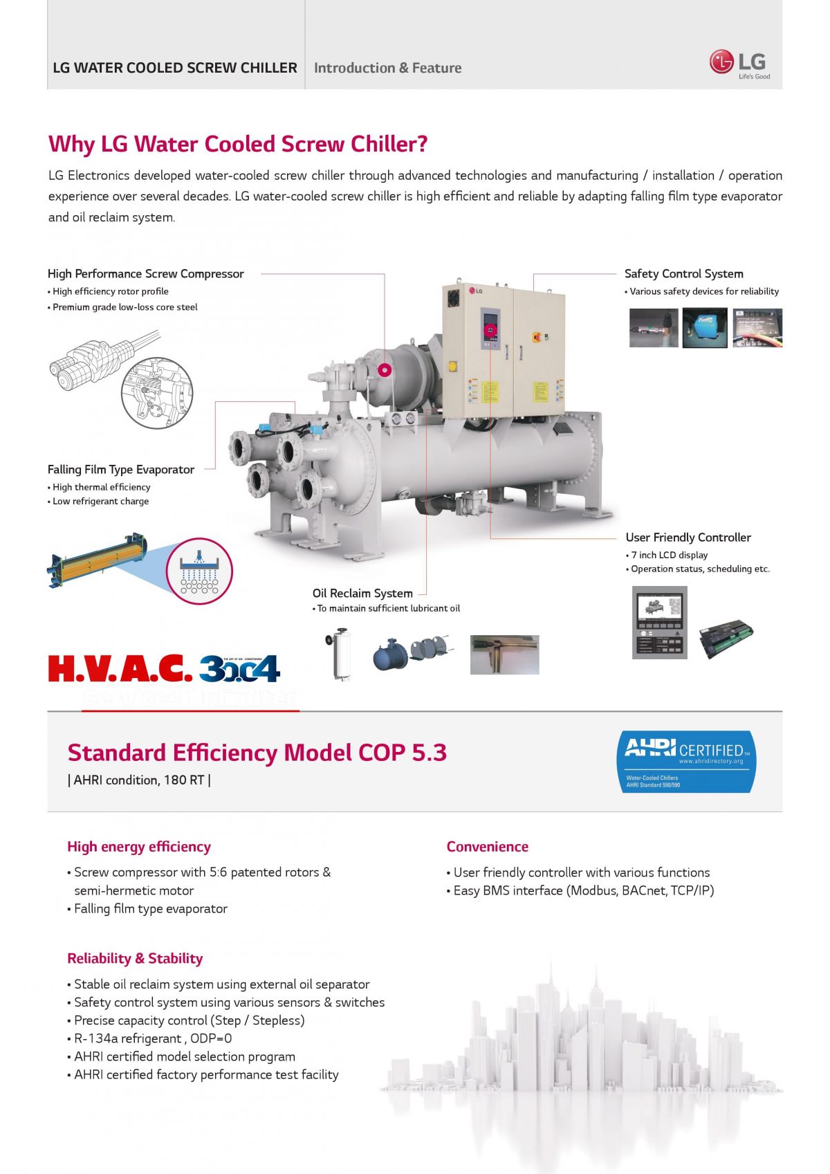 Chiller LG loại trục vít giải nhiệt nước